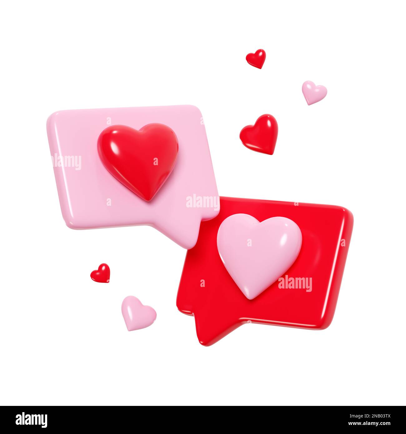 Couple love conversation - 3d render illustration of two speech bubbles ...