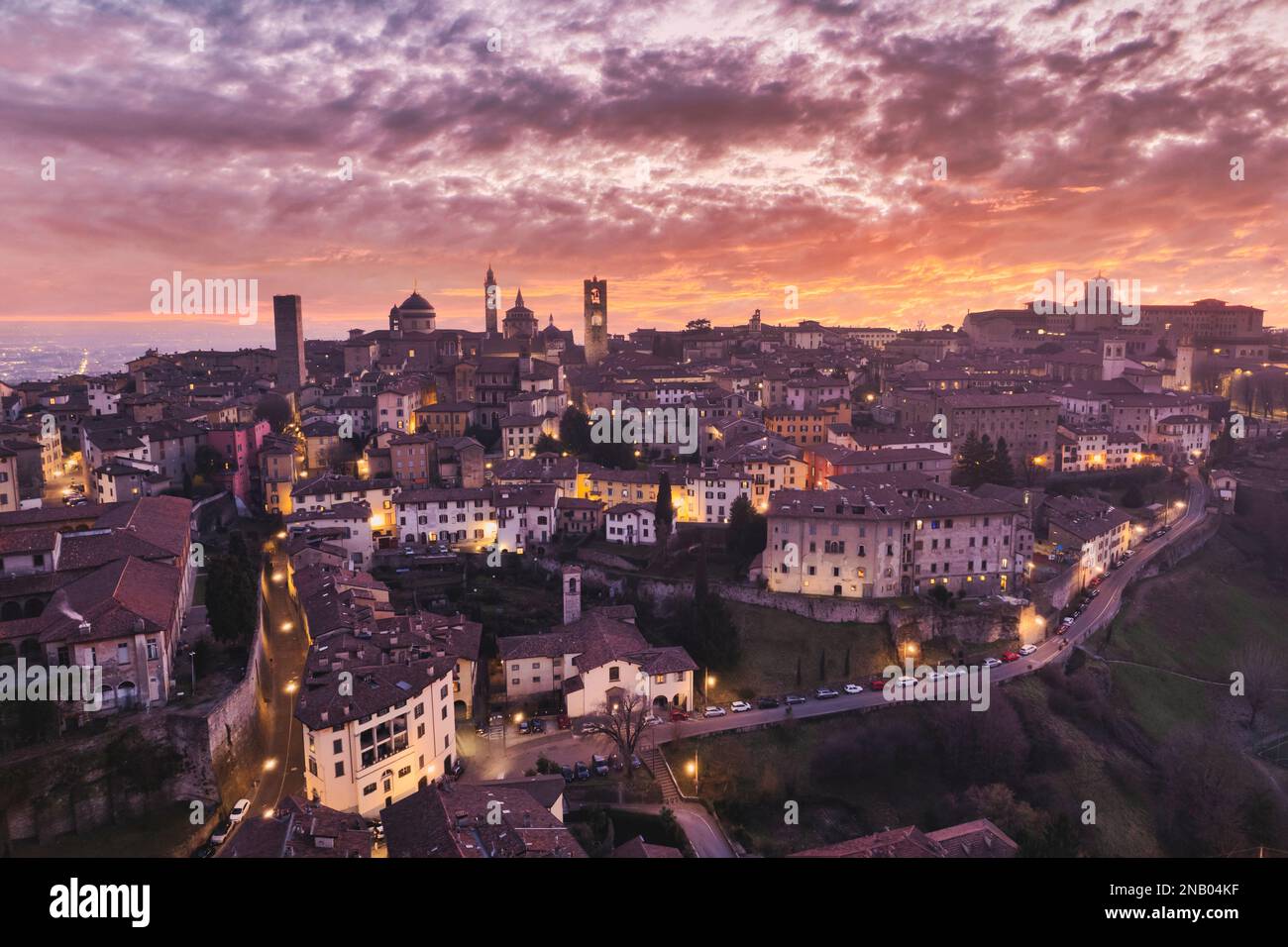 Aerial bergamo high town city wall hi-res stock photography and images ...