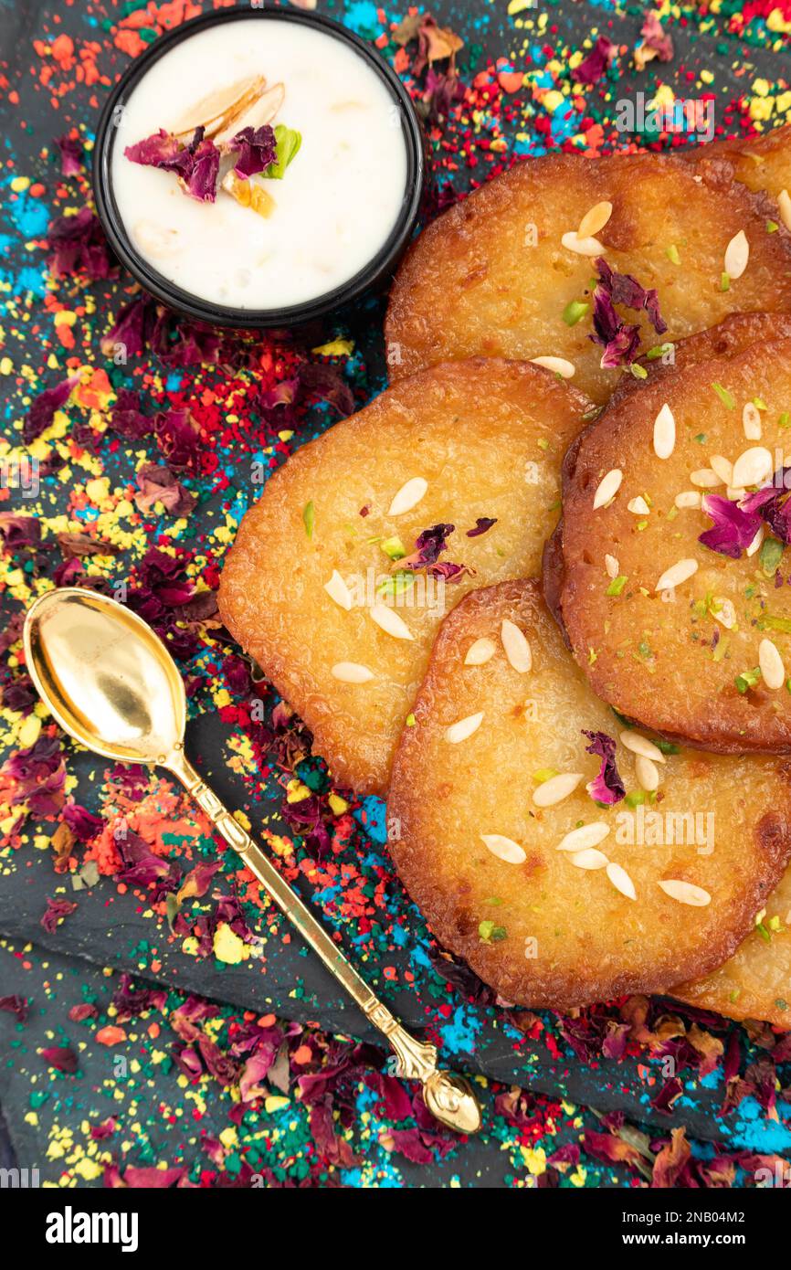 Malpua Or Pua Are Traditional Indian Sweet Mithai Pancakes Drenched, Dunked, Soaked Or Coated ...