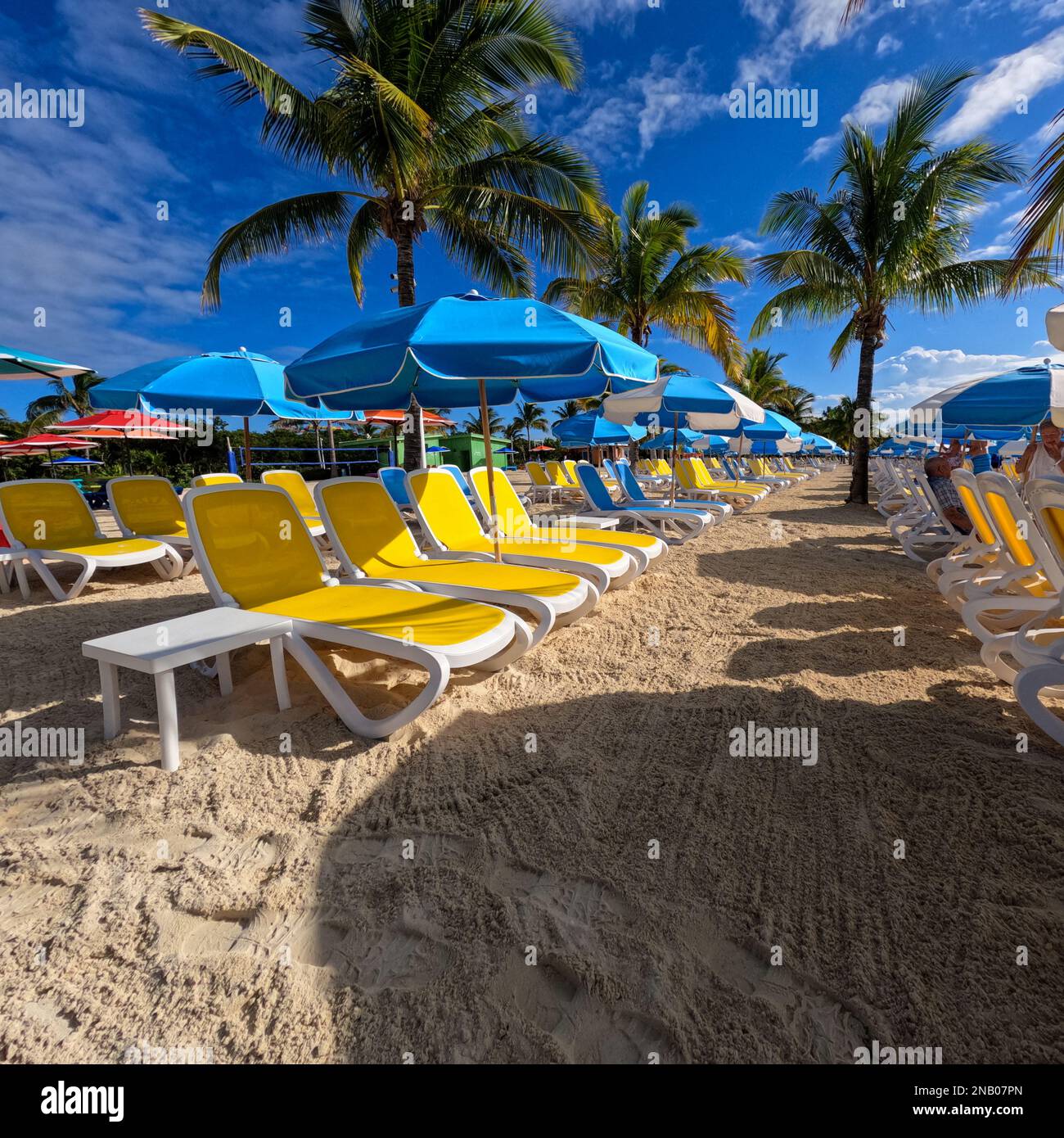 Bahamas - December 7, 2021: The beach at Coco Cay which is Royal ...