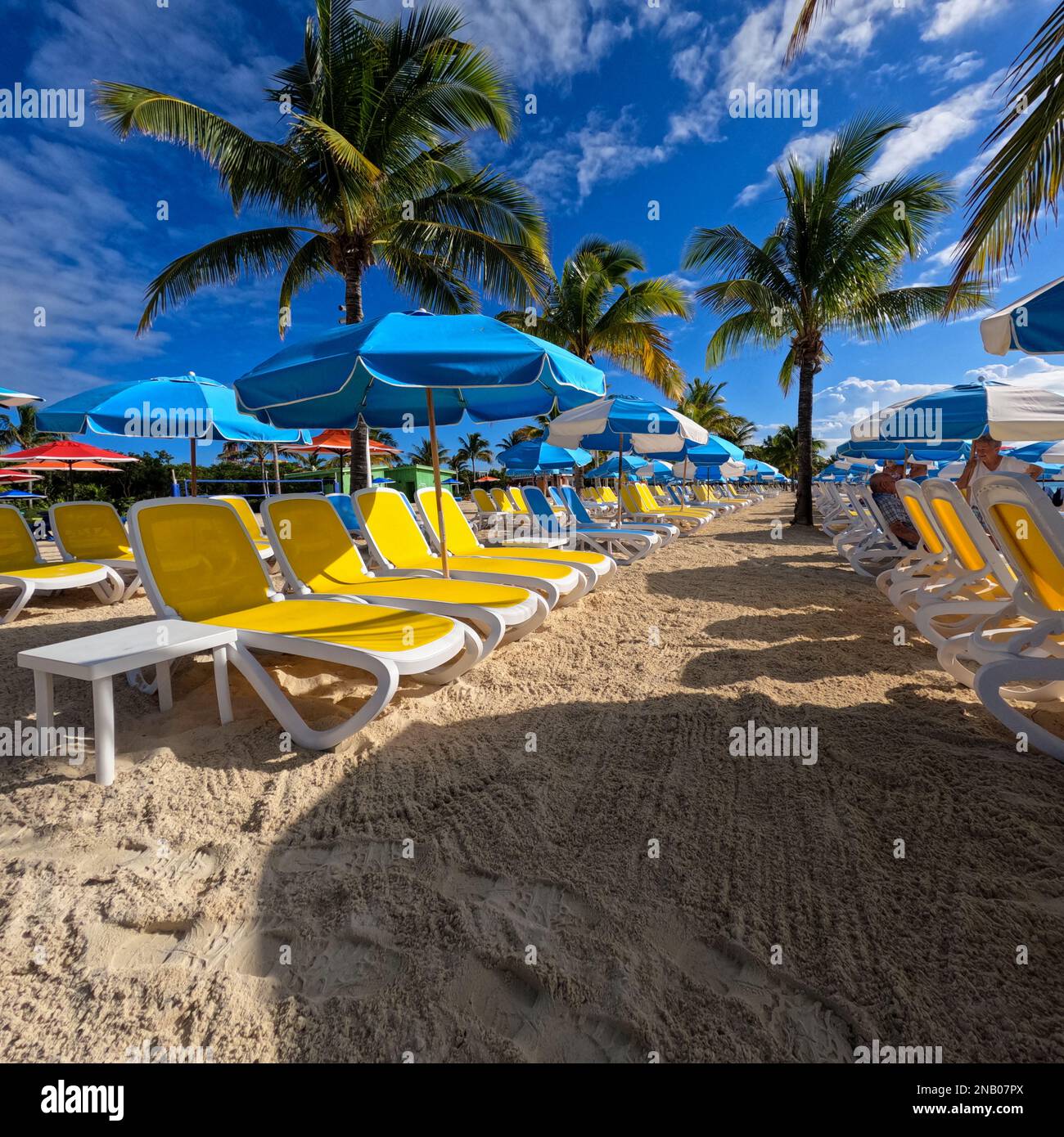 Bahamas - December 7, 2021: The beach at Coco Cay which is Royal ...