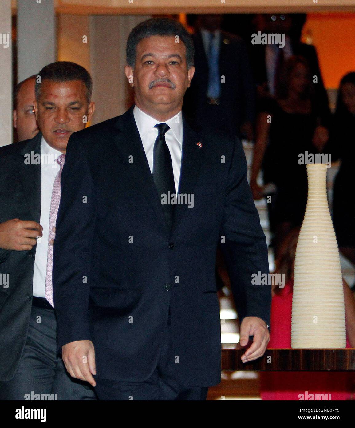 Dominican President Leonel Fernandez arrives at the Latin Trade Bravo ...