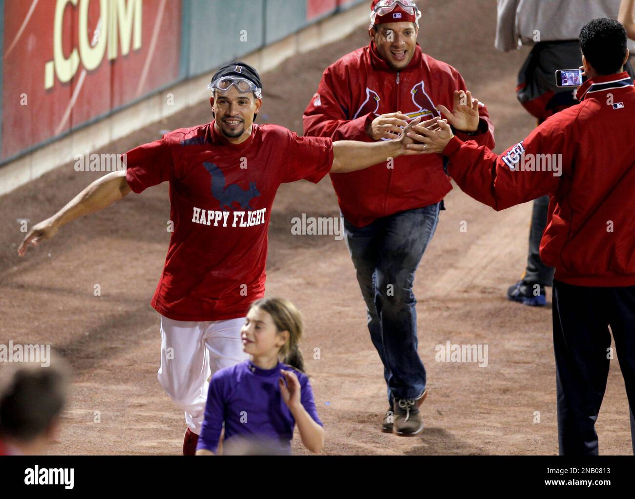 St. Louis Cardinals' Rafael Furcal runs the field after his team beat ...
