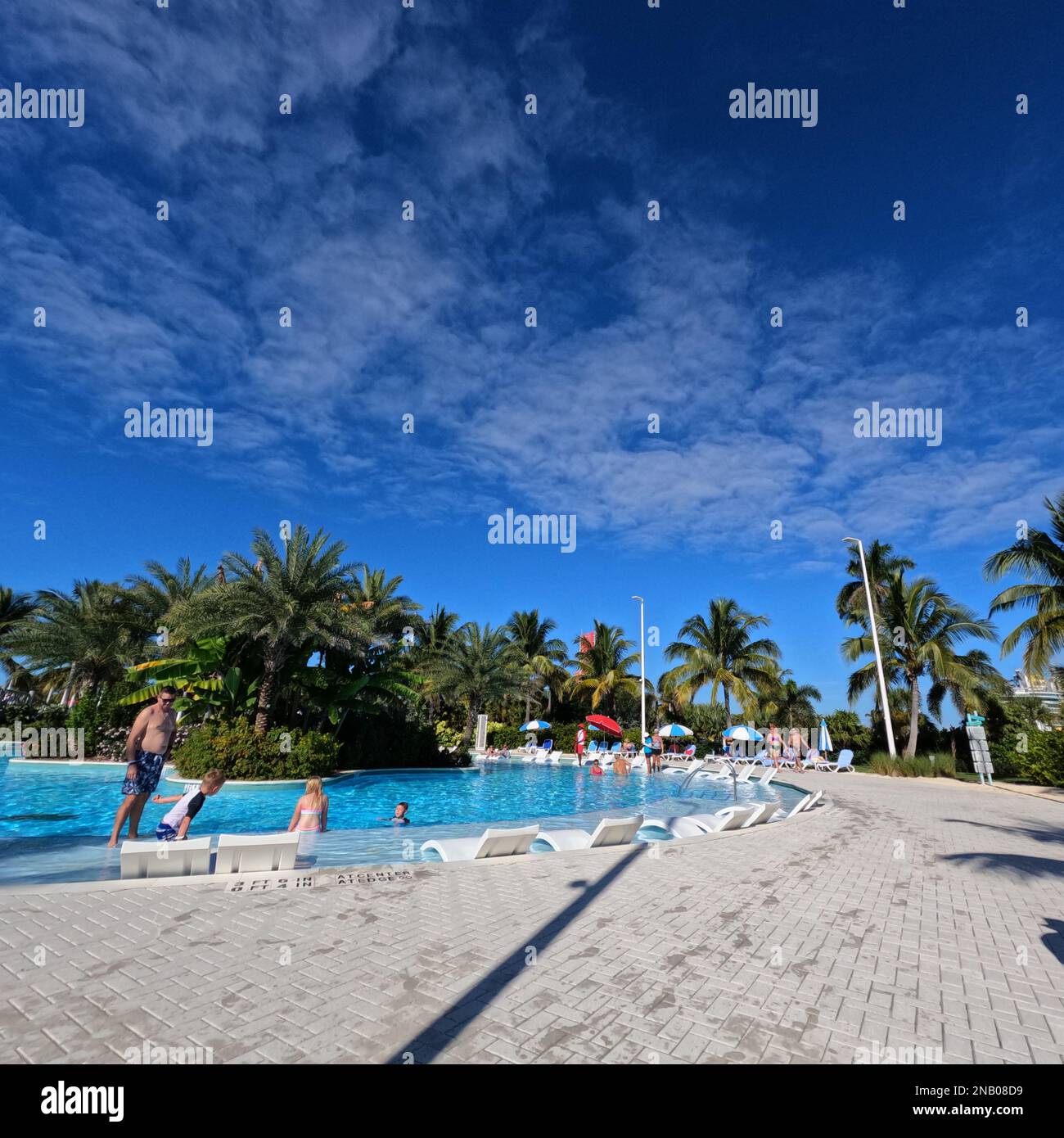 Bahamas - December 7, 2021: The Oasis Pool at Coco Cay which is Royal ...