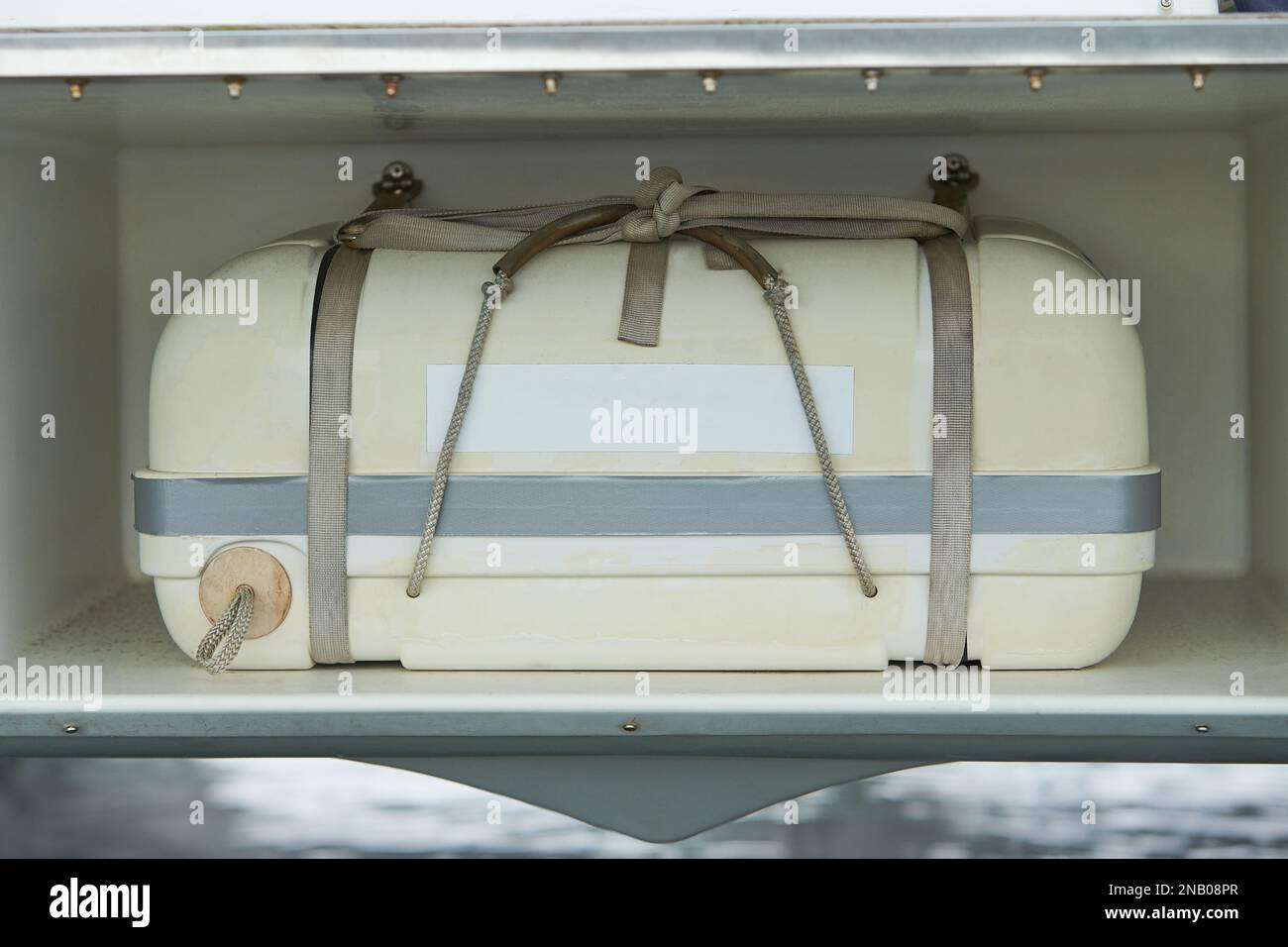 A commercial life raft onboard a fishing boat - the raft will deploy ...