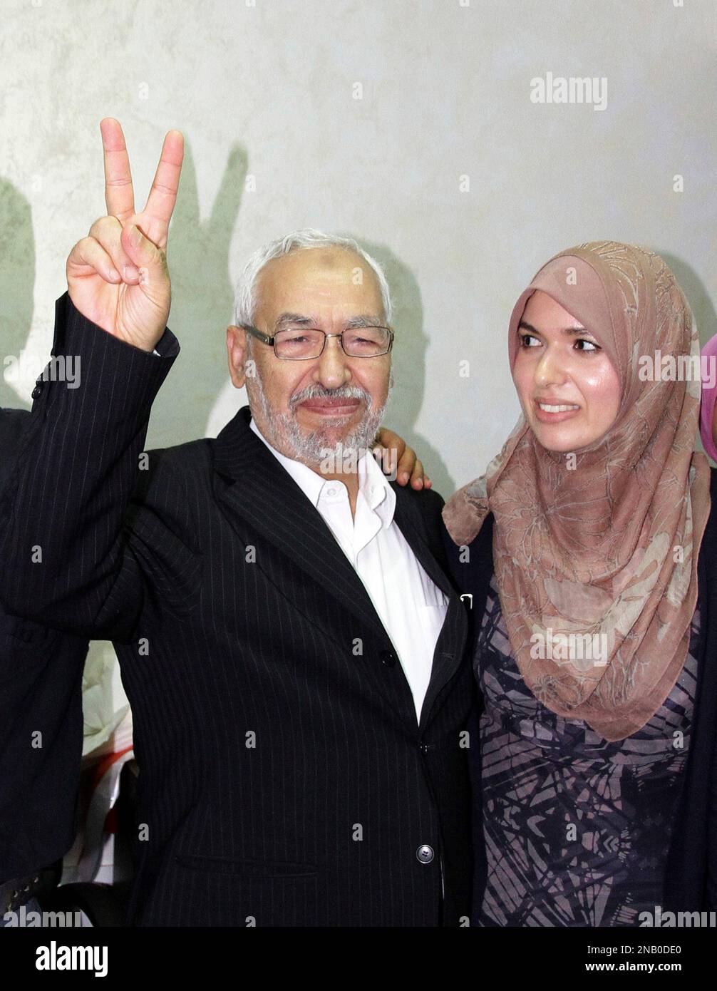 Tunisian leader and founder of the moderate Islamist party Ennahda ...