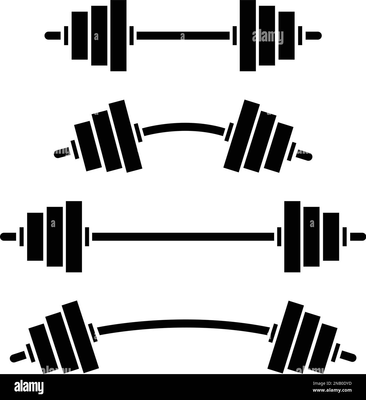 Set weight lifting barbell vector icon. Collection Gym equipment. workout, fitness club symbol ...