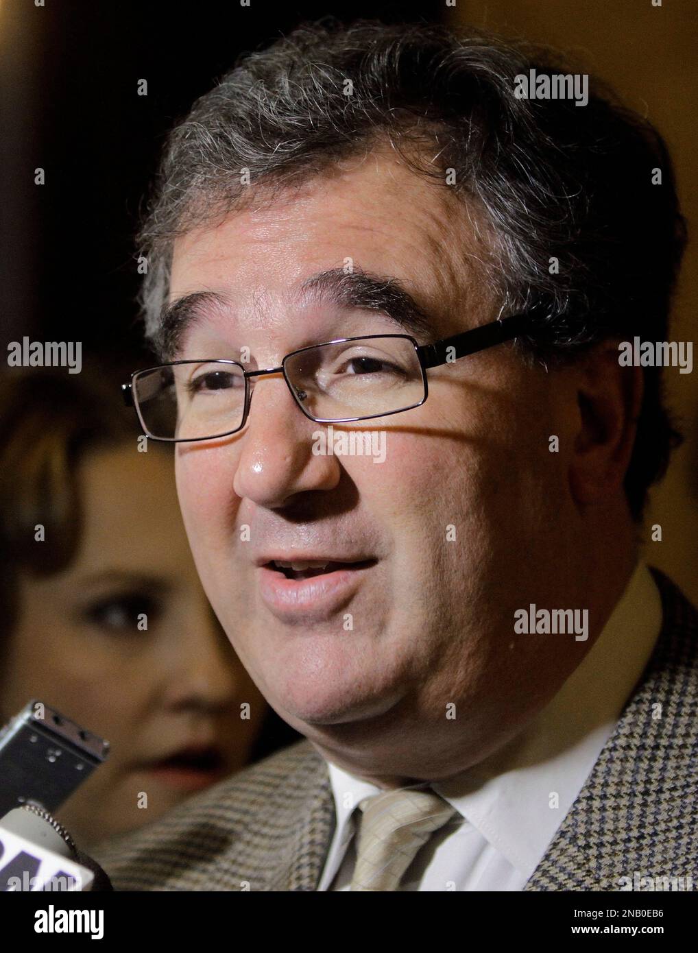 Illinois Sen. Jeffrey Schoenberg, D-Evanston, speaks with reporters ...