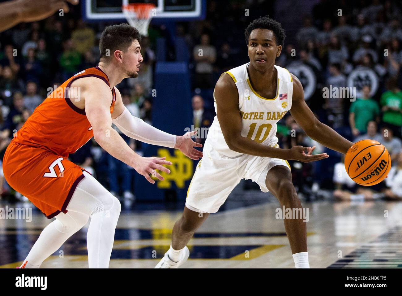 Notre Dame's Marcus Hammond (10) tries to pass as Virginia Tech's ...