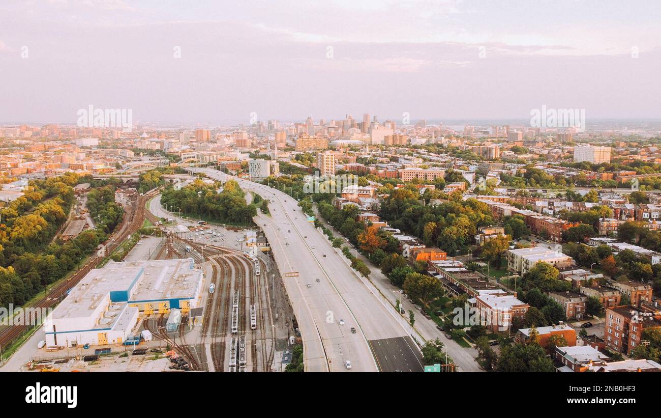 Baltimore City Birds Eye View Baltimore Maryland Aerial View Hi Res