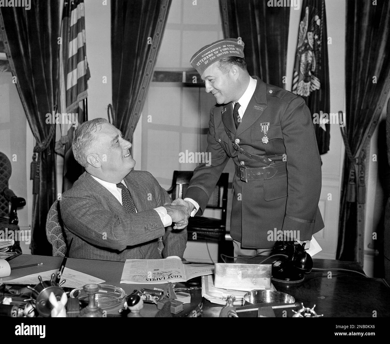 U.S. President Franklin D. Roosevelt greets Joseph C. Menendez of New ...