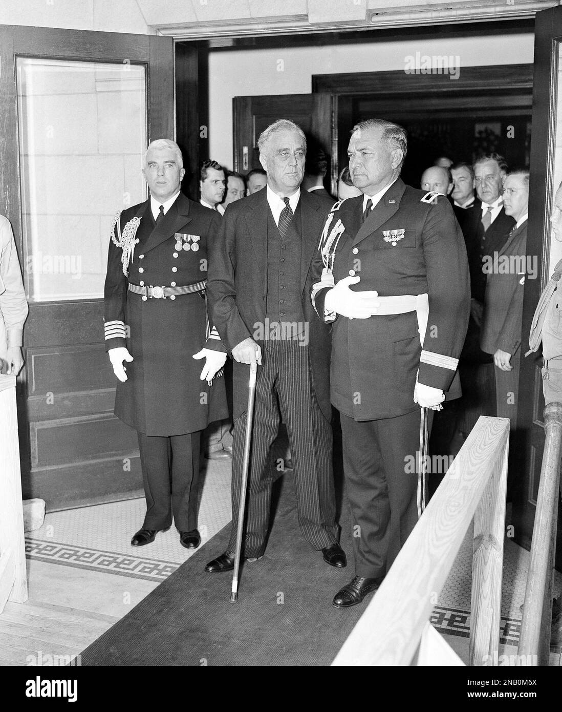 U.S. President Franklin D. Roosevelt leaves the First Methodist church ...