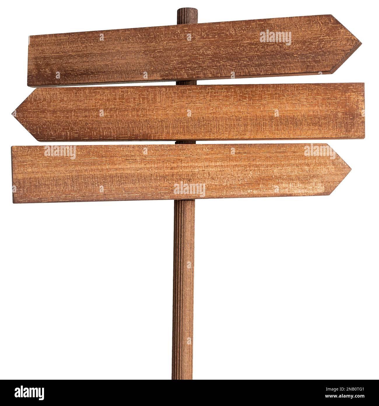 Blank Wood sign post isolated on white background. Template Stock Photo ...