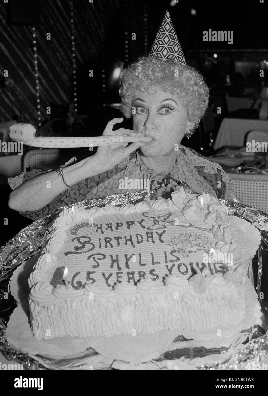 Comedienne Phyllis Diller celebrates her 65th birthday at a New York ...