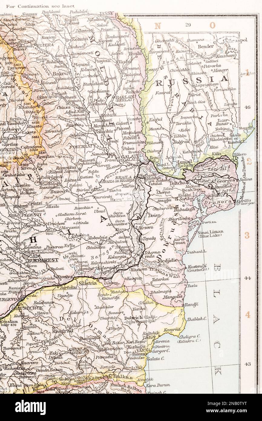 1896 historic atlas map of Moldavia / Moldova & Wallachia borders ...