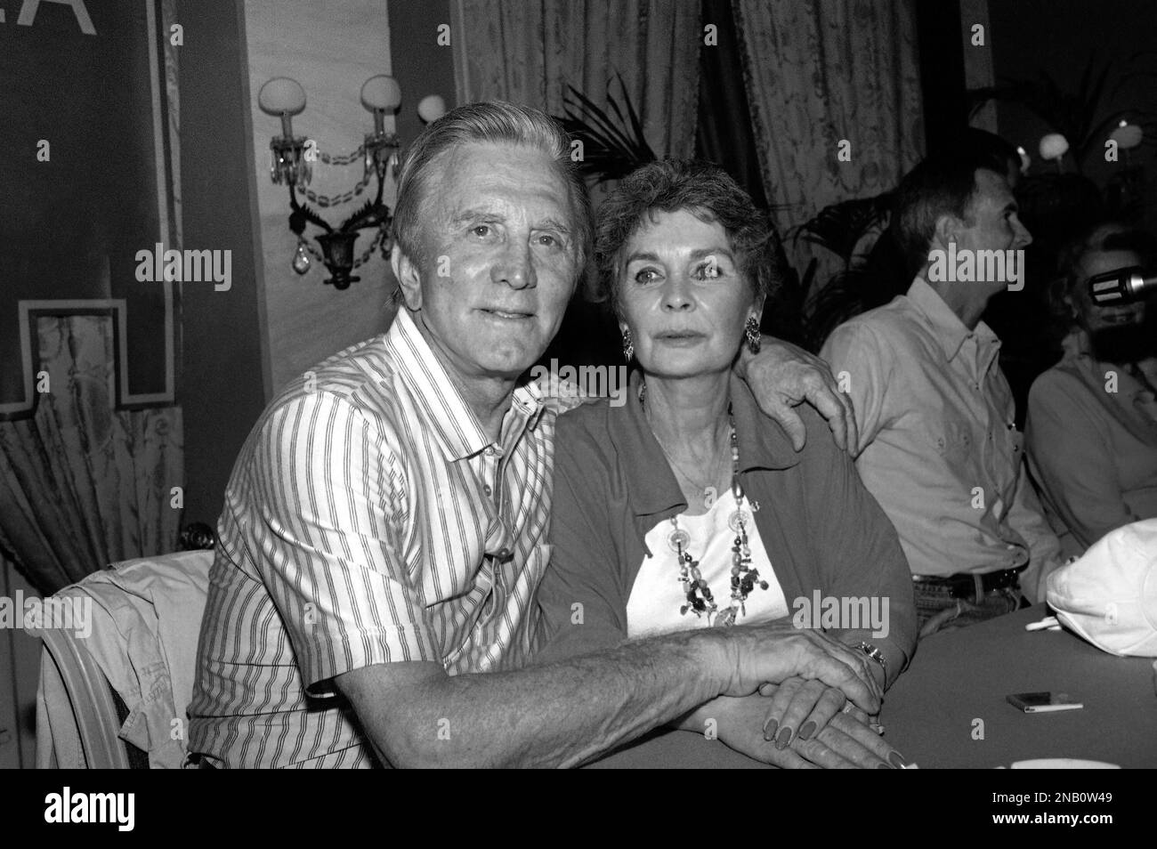 Actors Kirk Douglas and Jean Simmons are seen at the Villa D'Este ...