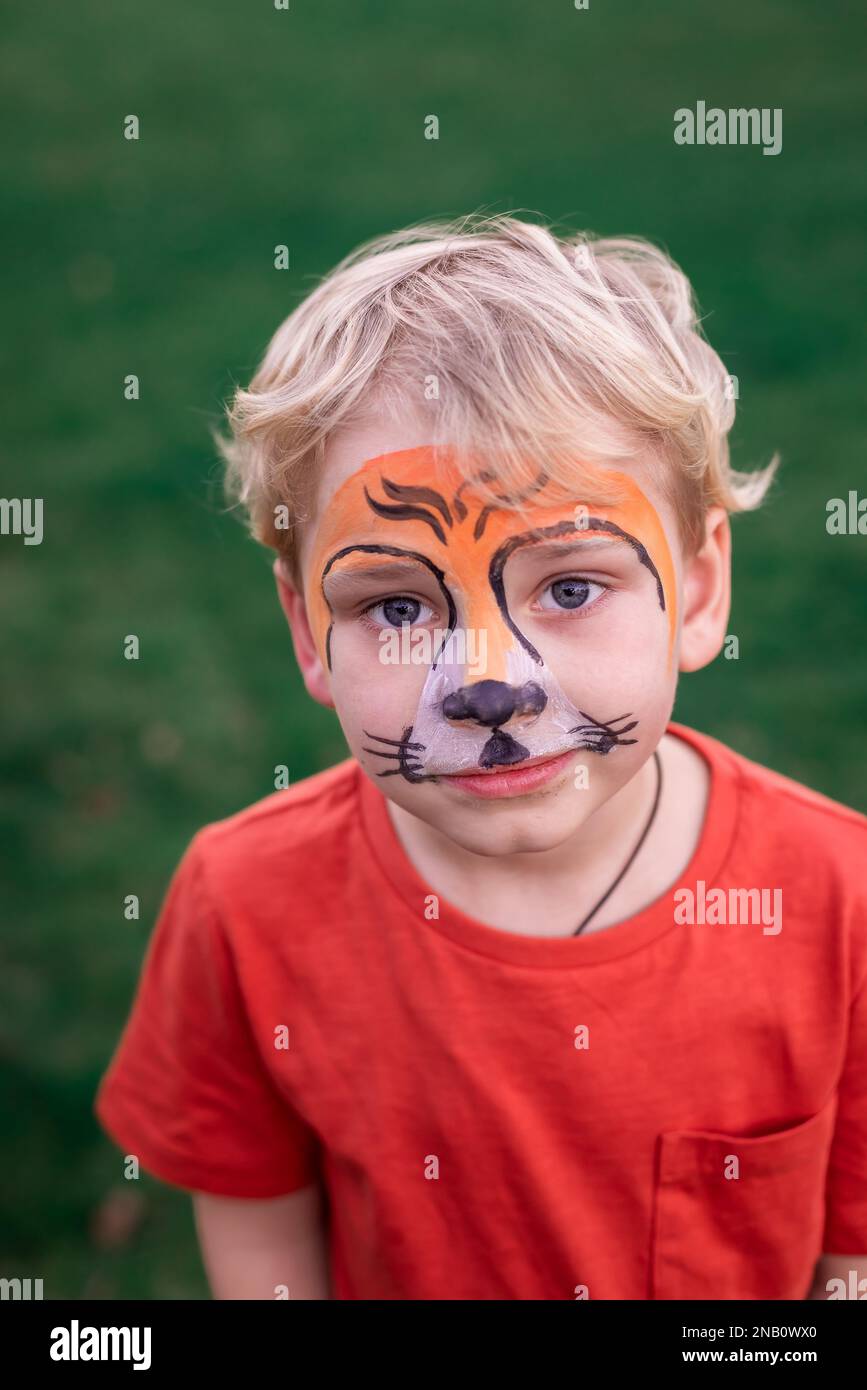 Cute Little Boy With Face Paint Face Painting Kid Painting Face At cute-little-boy-with-face-paint-face-painting-kid-painting-face-at