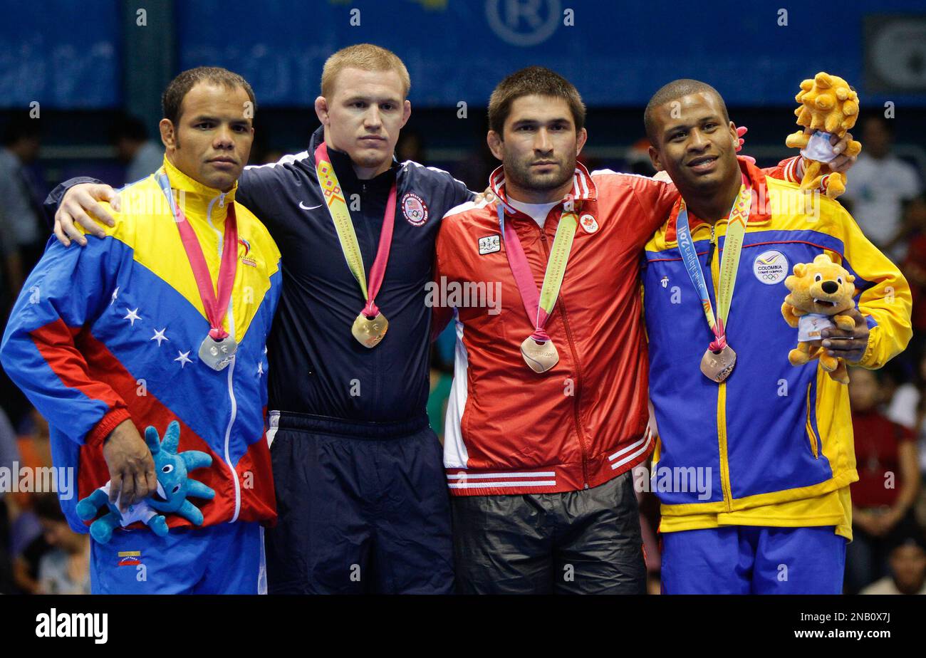 Athletes, from left, Venezuela´s Luis Vivenes, silver medal, Jacob ...
