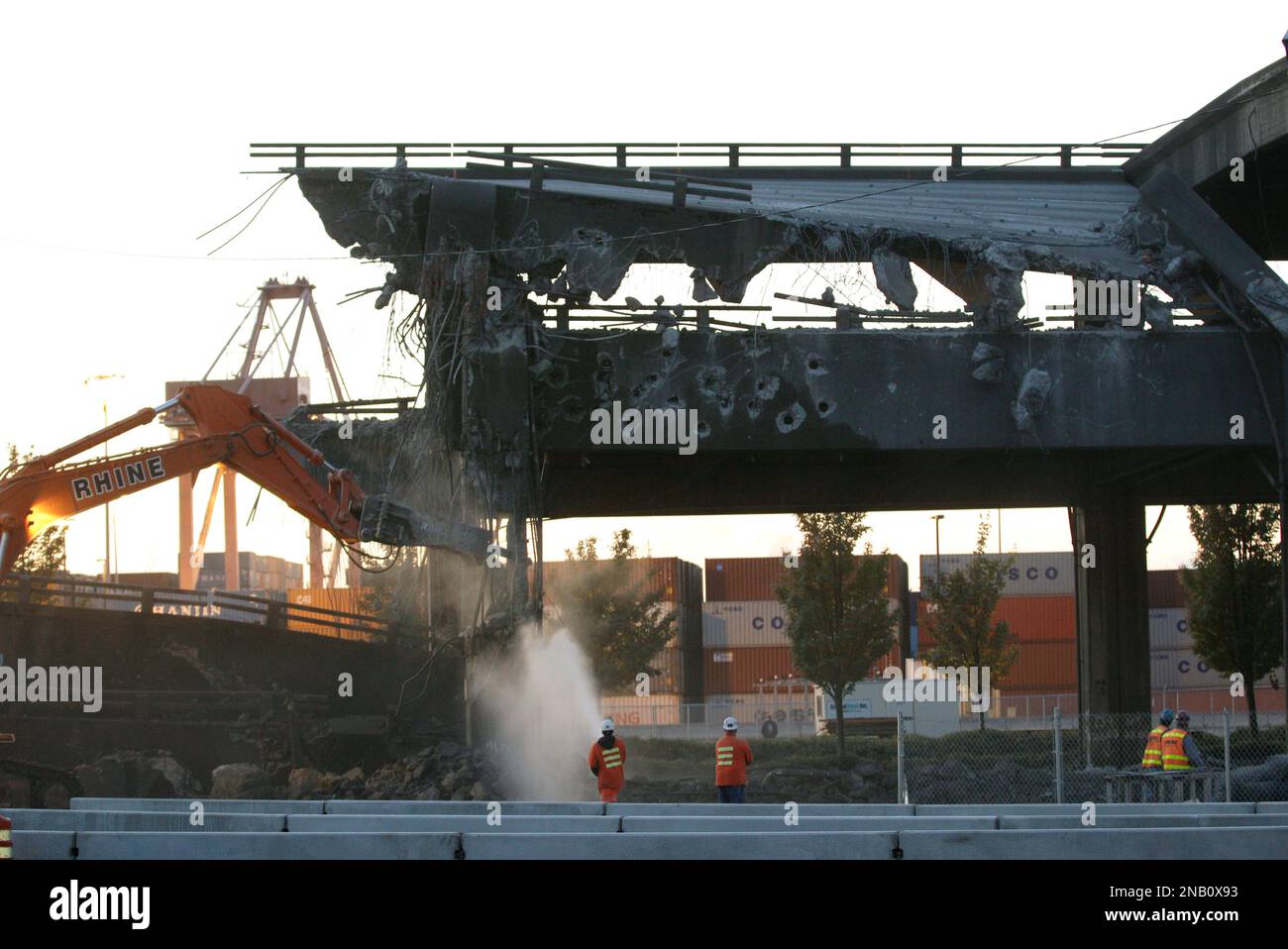 A massive segment of the double-decker Seattle Viaduct elevated highway ...