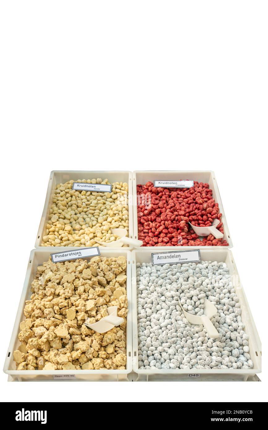 four plastic boxes filled with various sweets Stock Photo - Alamy