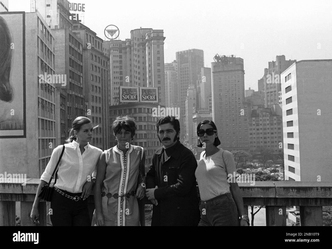 Franco-Spanish fashion designer Paco Rabanne, second from right, poses ...