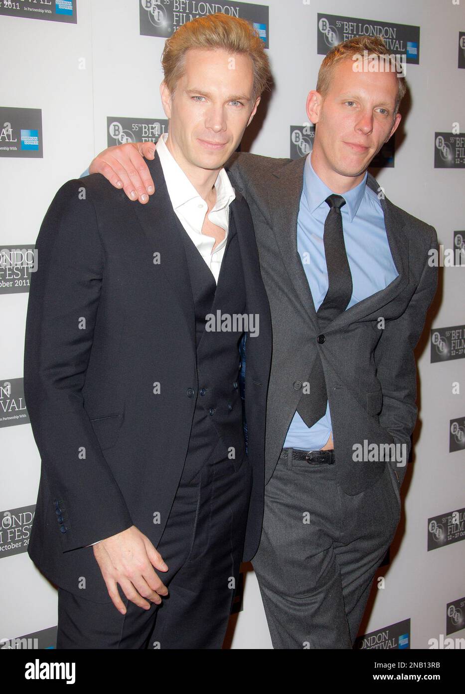 British actors James D'Arcy and Laurence Fox, right, arrive for the BFI ...