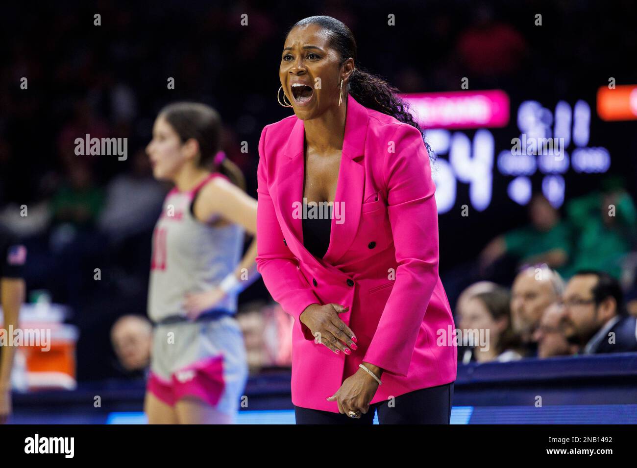 February 12, 2023: Notre Dame head coach Niele Ivey during NCAA Women's Basketball game action ...