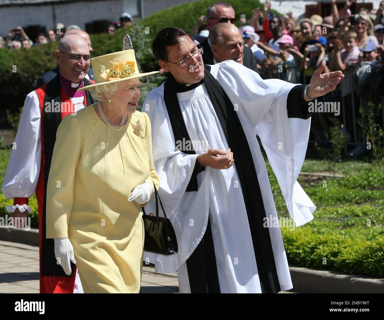 Queen Elizabeth II, with he Right Reverend Stuart Robinson, arrives for ...