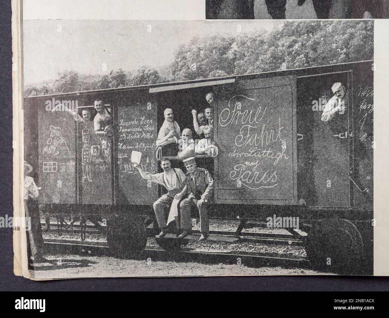 Photo showing German trooops on their way to France in the World War ...