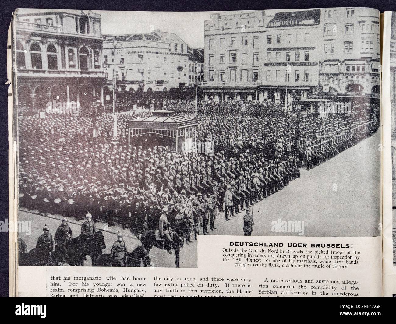 German troops on parade outside Gare du Nord, Brussels in the World War ...