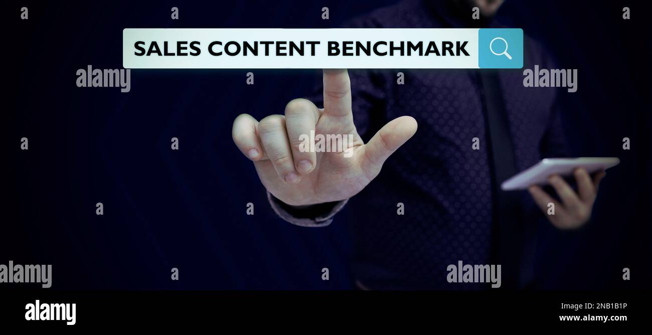 Text caption presenting Sales Content Benchmark. Business concept ...