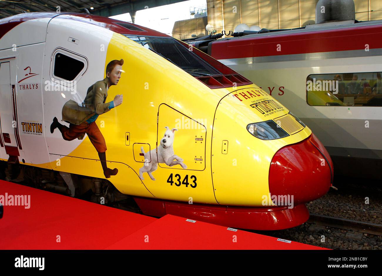 Belgian cartoon hero Tintin is depicted on a special high speed Thalys ...