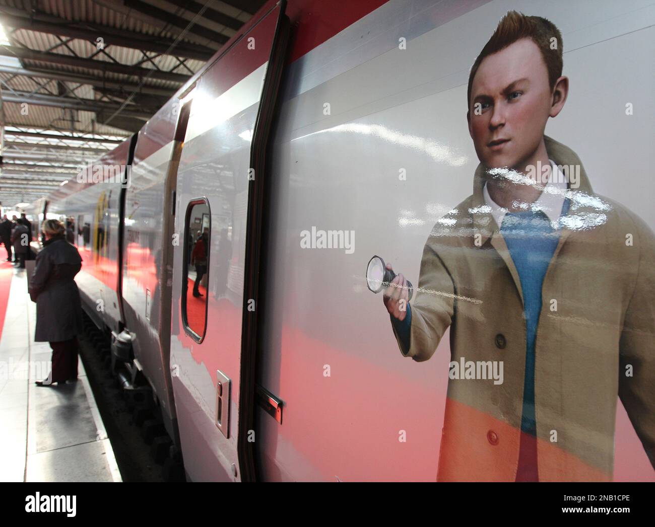 Belgian cartoon hero Tintin is depicted on a special high speed Thalys ...