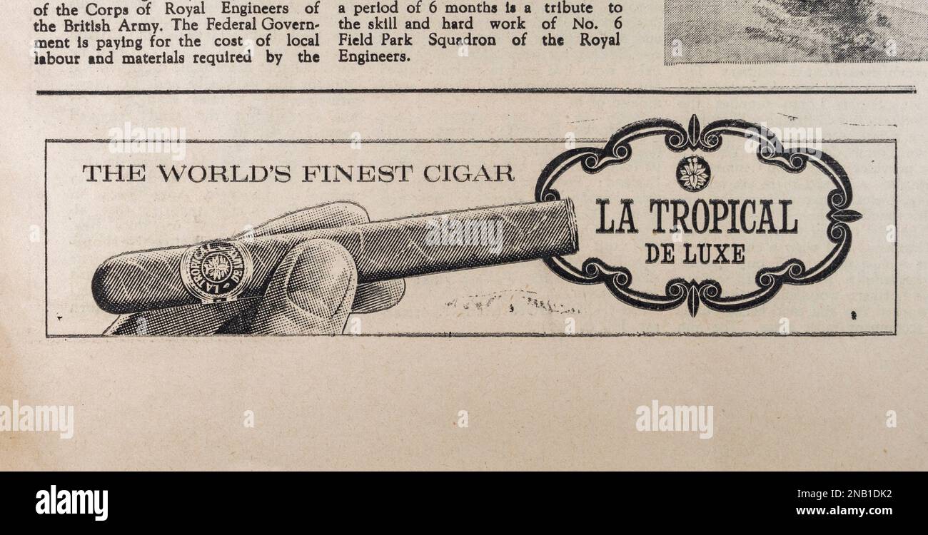 Advert for La Tropical De Luxe cigars in "The Dhow" Combined Forces ...