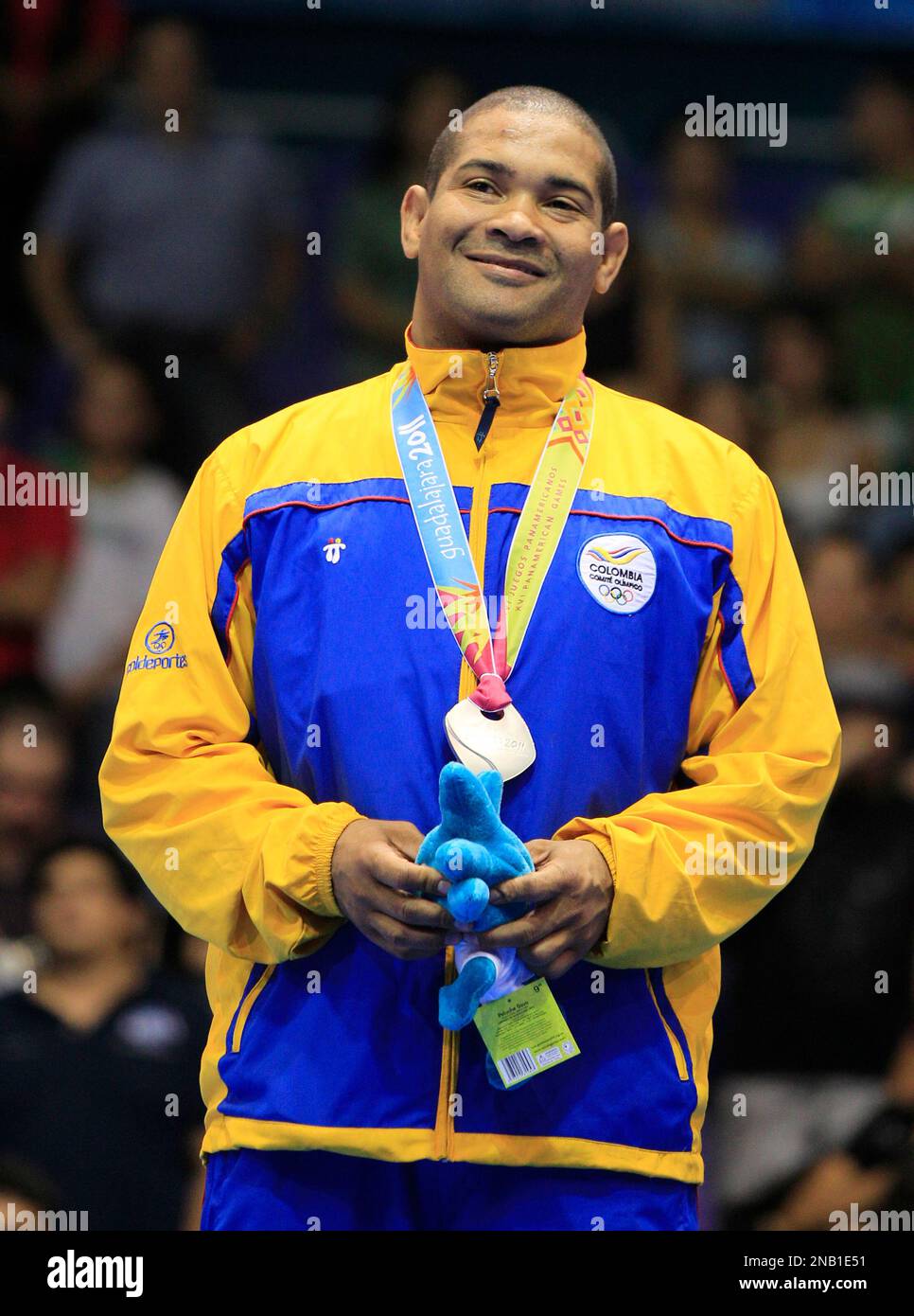 Silver medal Colombia's Raul Angulo, smiles during wrestling men's ...