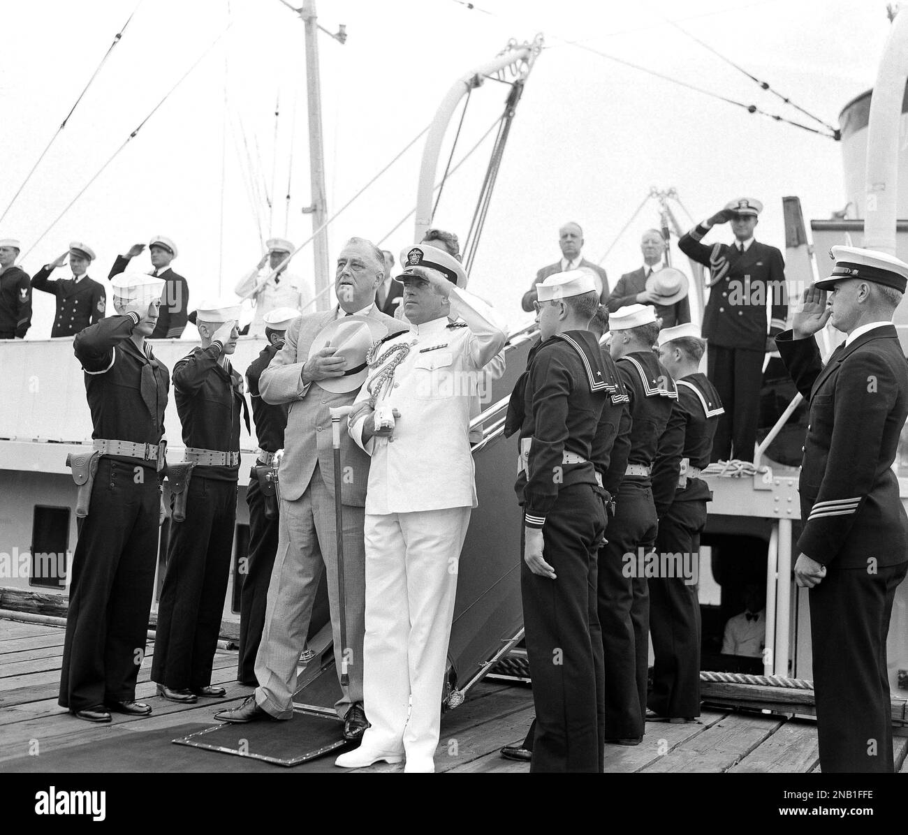 President Franklin D. Roosevelt accompanied by his aide, Capt. Daniel ...