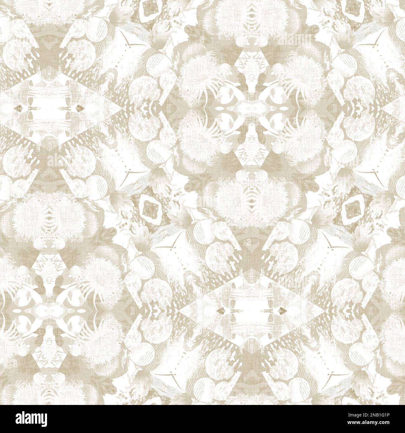 Ecru natural linen effect patterned coastal geo background. Seamless ...