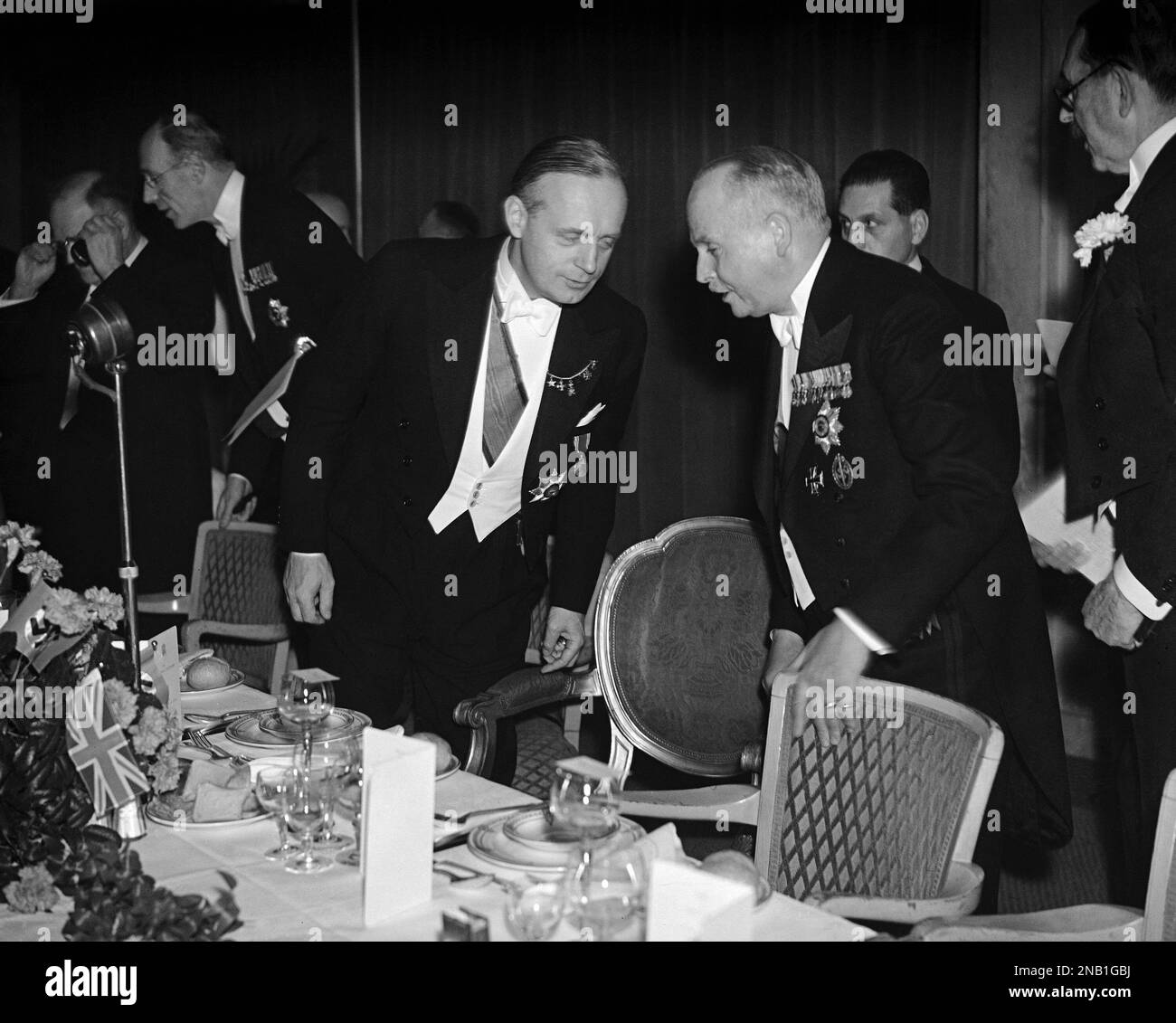 Joachim von Ribbentrop, left, chatting to the Duke of Saxe Coburg Gotha ...