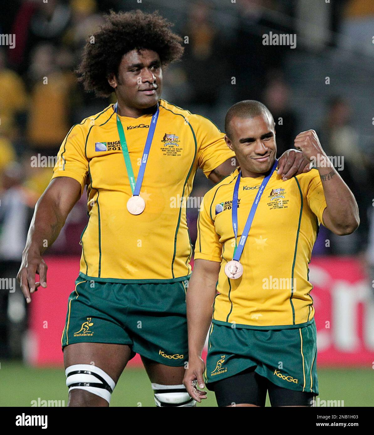 Australia's Radike Samo, left and teammate Will Genia celebrate their ...