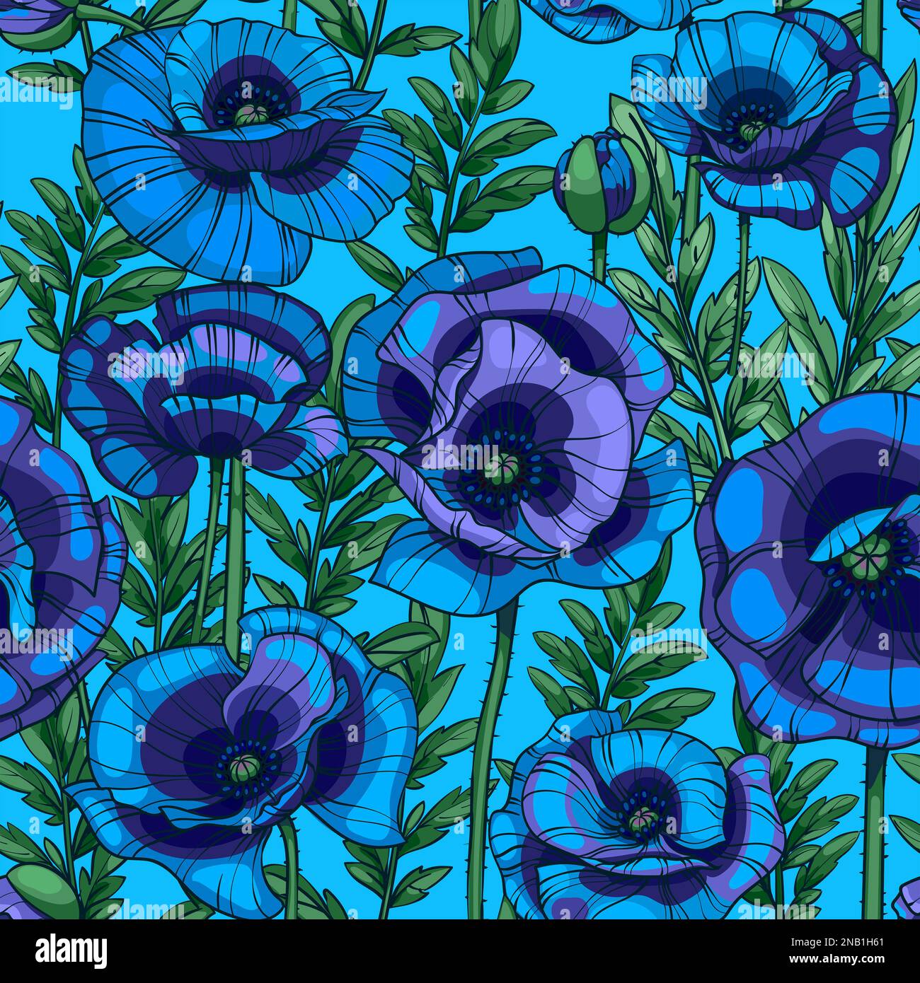 Seamless pattern poppy hand hi-res stock photography and images - Alamy