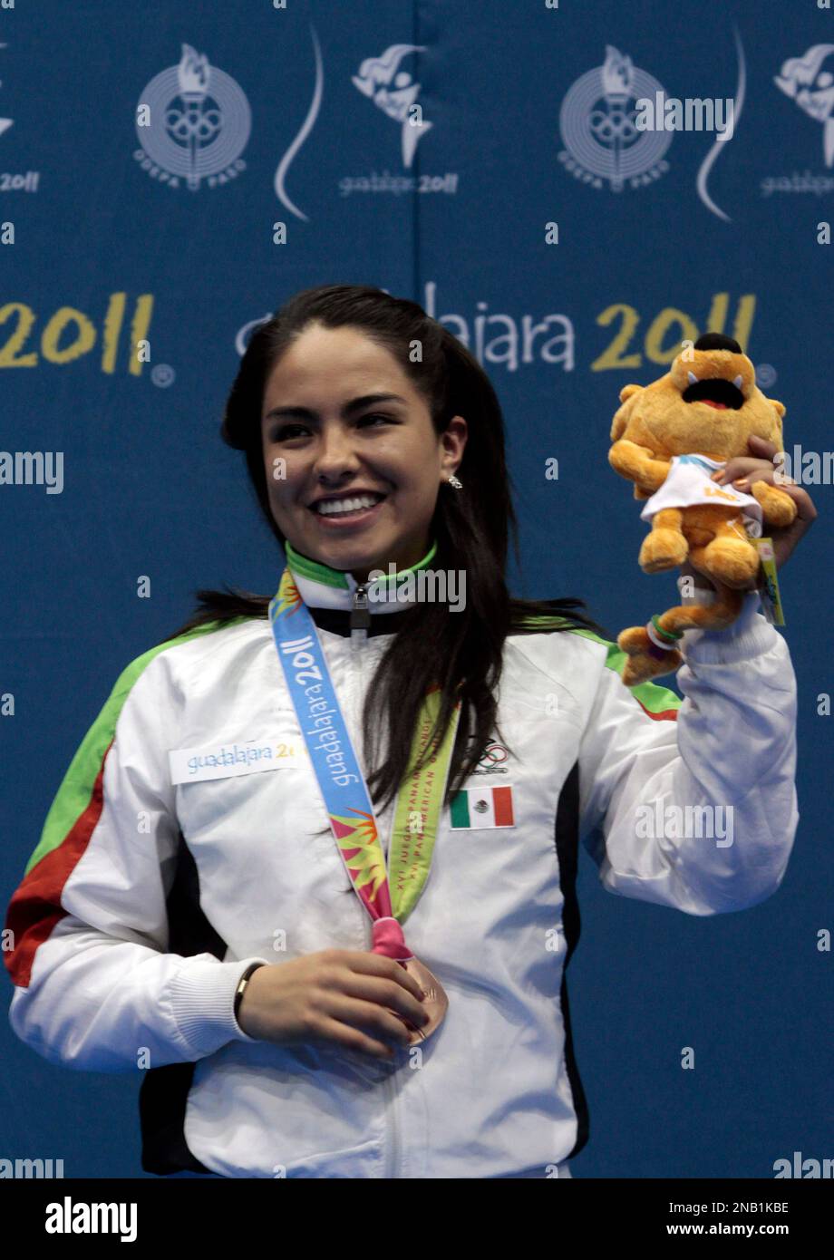 Mexico's Victoria Montero celebrates during the award ceremony of the ...