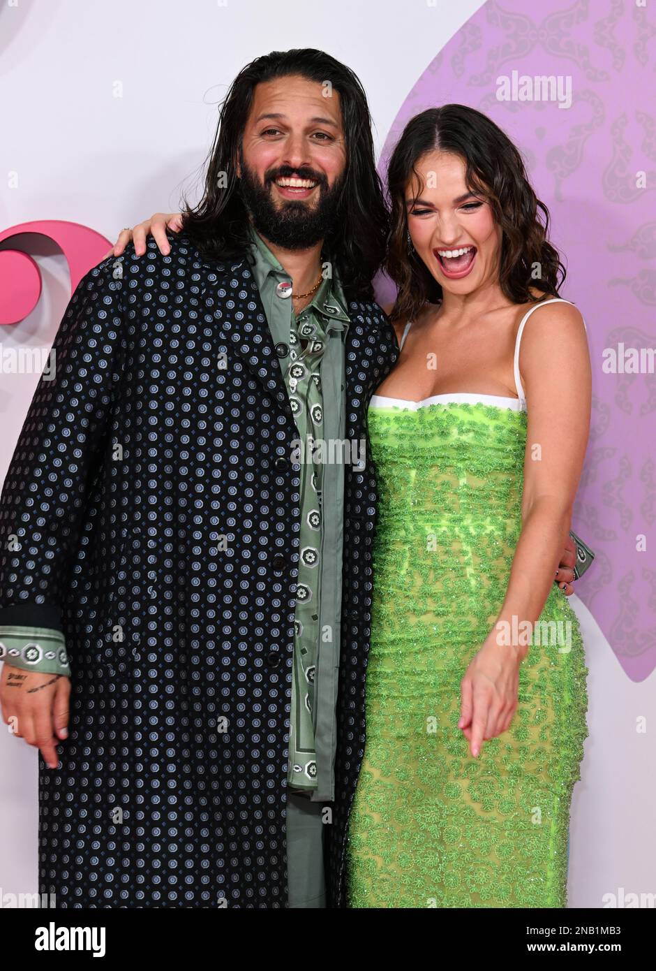 February 13th, 2023, London, UK. Shazad Latif and Lily James arriving ...