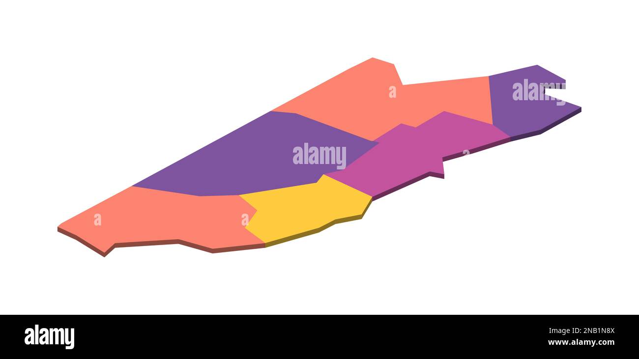 Belize political map of administrative divisions - districts. Isometric ...