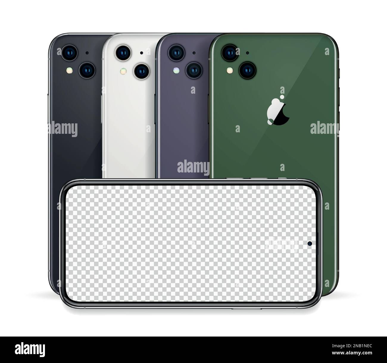 Mobile phone site horizontal template design with front and back view ...