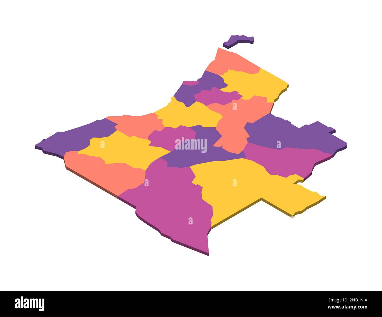 Angola political map of administrative divisions - provinces. Isometric ...