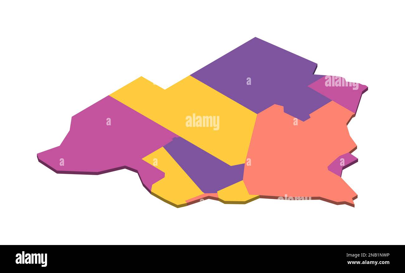 Botswana political map of administrative divisions - rural and urban ...
