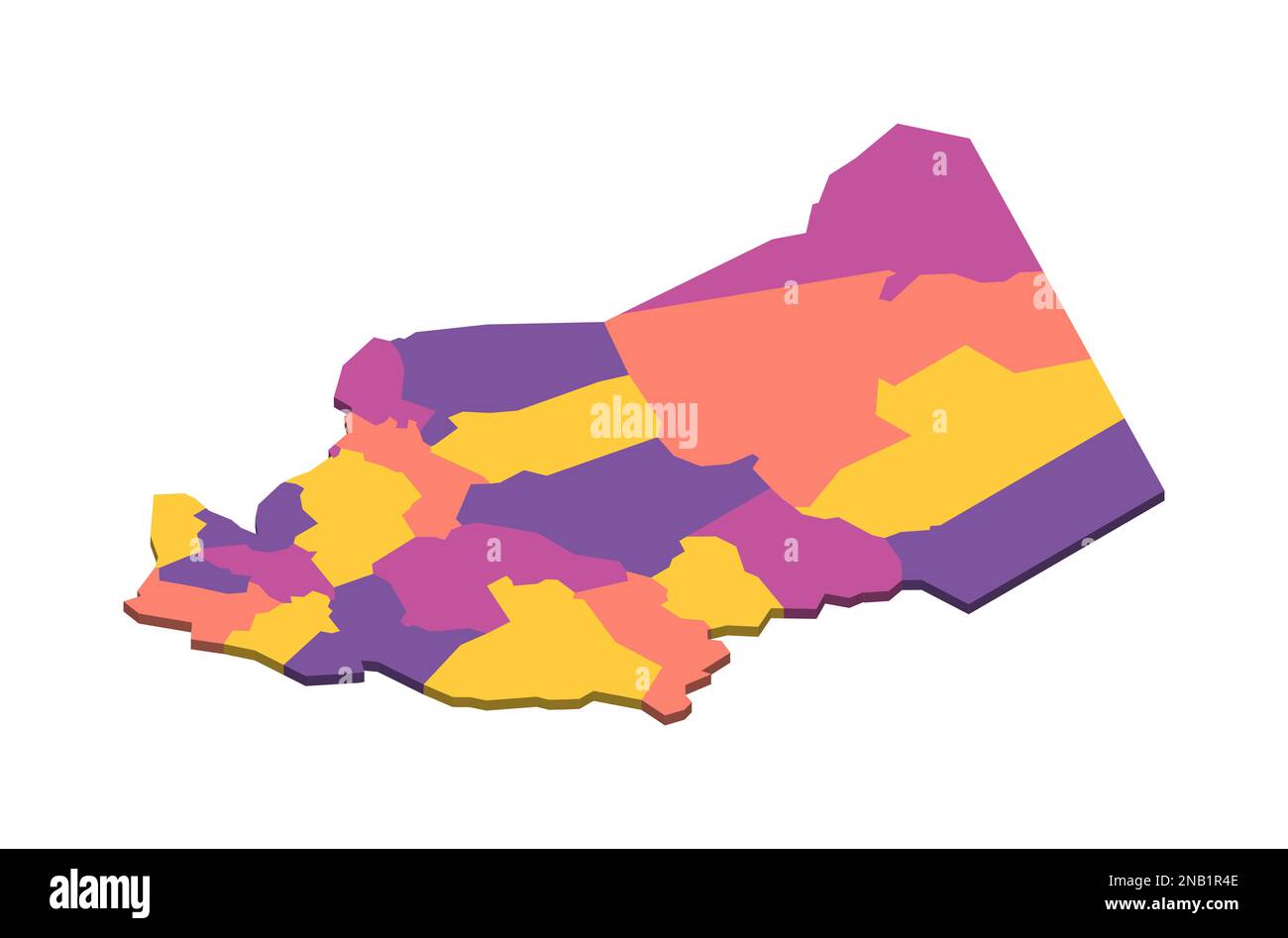 Chad political map of administrative divisions - regions. Isometric 3D ...