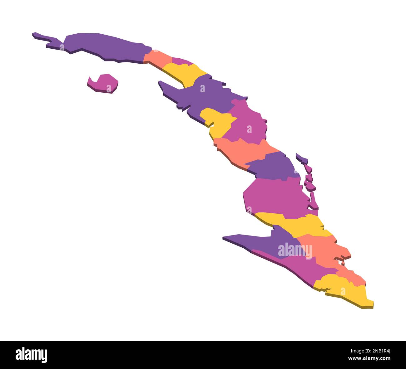 Cuba political map of administrative divisions - provinces. Isometric ...