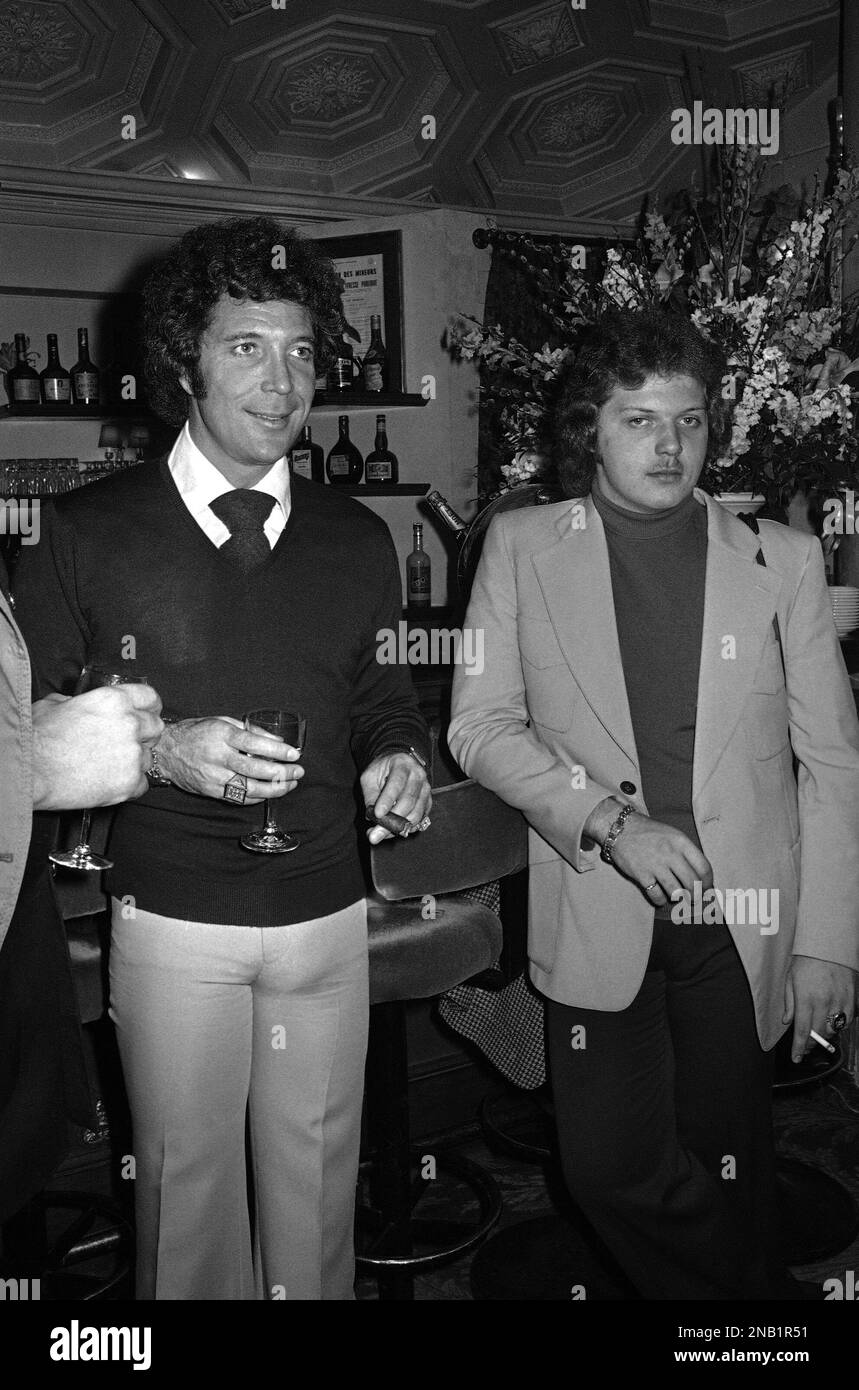 British singer Tom Jones with his son Mark, 18, during press conference ...