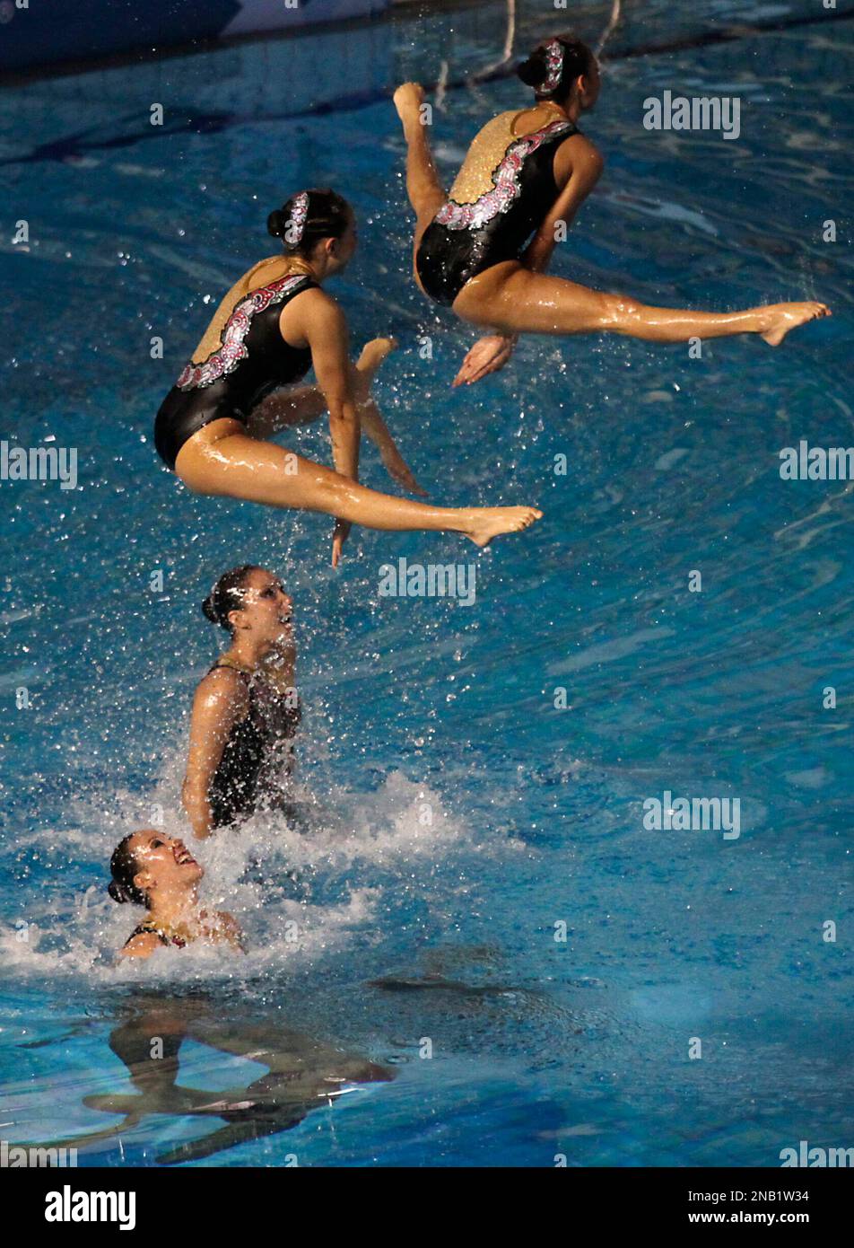 Mexico's team competes in the synchronized swimming technical routine ...